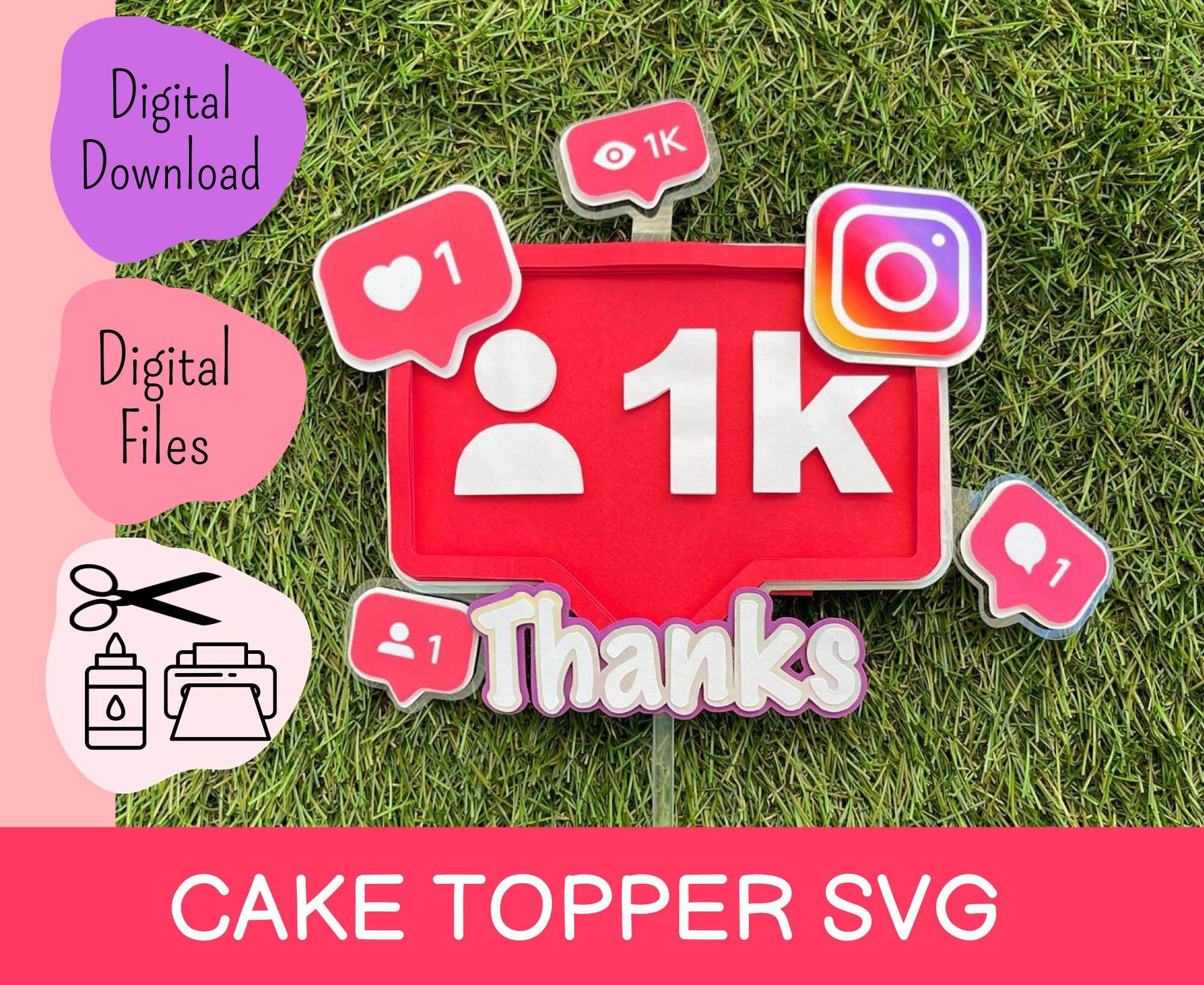 SVG Cut File Trendy Cake Topper - Influencer & Followers - Social Media ...