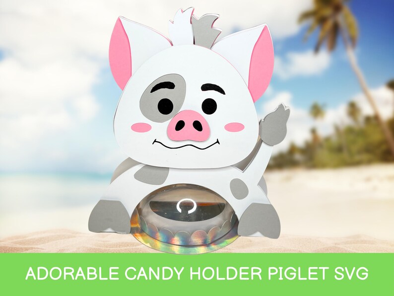 Adorable Candy Holder Piglet SVG - Tropical Island Theme for 8cm Dome ...