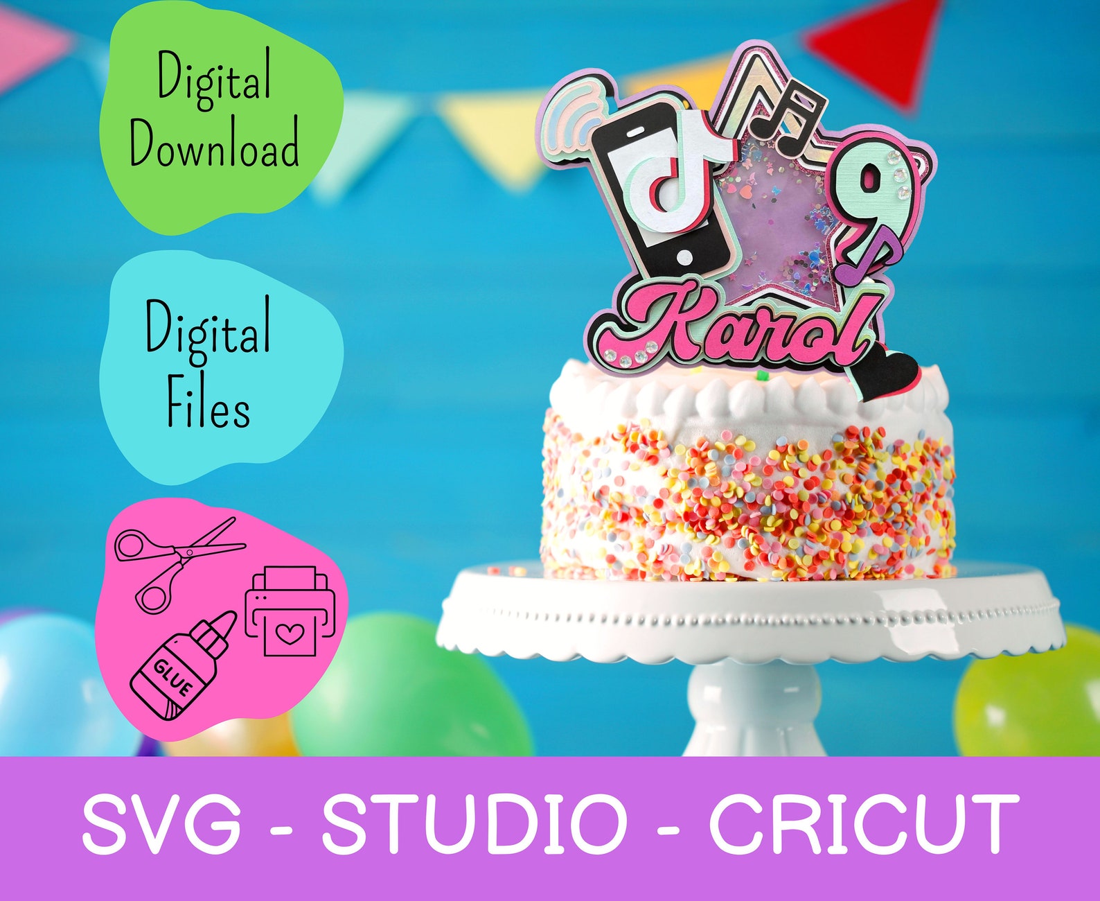 Tik Tok Topper Svg / Influencer Birthday Party / Tik Tok Party - Etsy UK