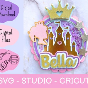 Princess Topper Svg / Pink Doll Cake Topper / Princess Doll Birthday ...