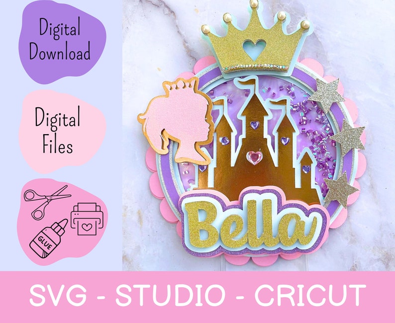 Princess Topper Svg / Pink Doll Cake Topper / Princess Doll - Etsy