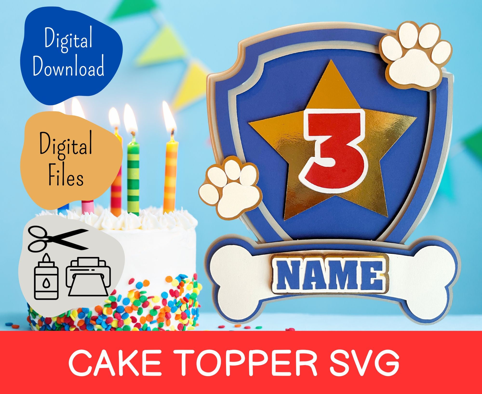 Dog Police Cake Topper Svg / Patrol Cake Topper Svg / Dog Police ...