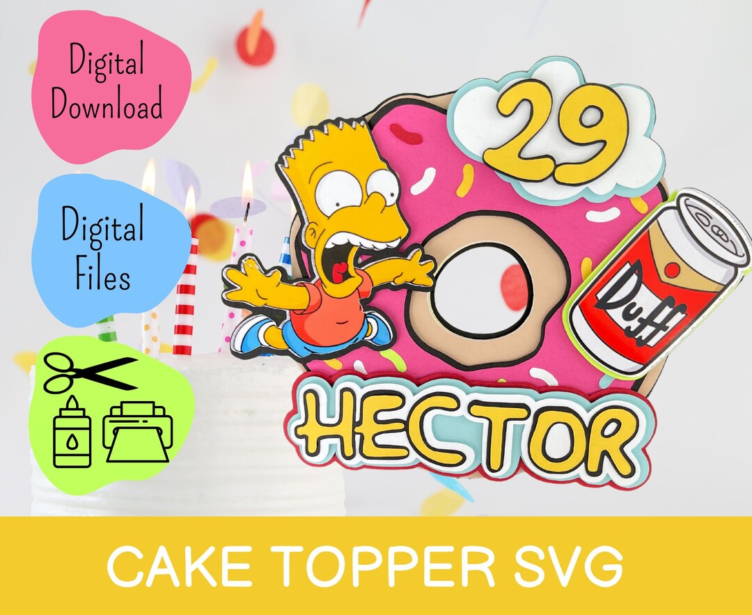 Bart Cake Topper Svg / Homer Donut Cake Topper Svg / Family Simpson ...