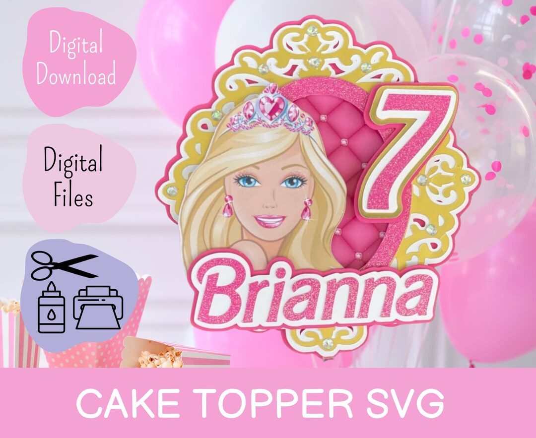 Princess Doll Cake Topper, Pink Doll Cake Topper, Princess Birthday ...