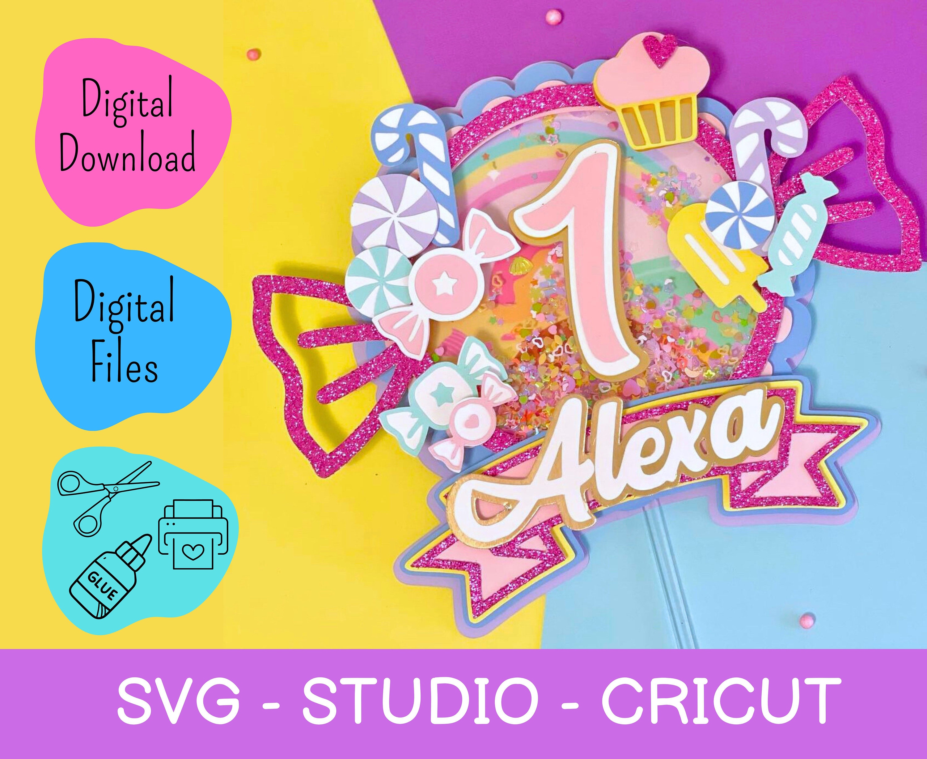 Candyland Cake Topper / Candy Cake Topper Svg / Candyland Party Decor ...