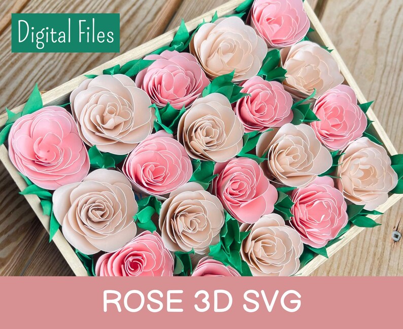 SVG Cut File 3D Roses | DIY Paper Flower Template | Perfect for Crafts ...