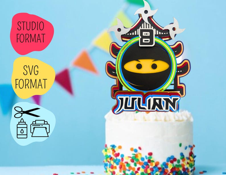SVG Cut File Ninja Warrior Cake Topper | Ninja Eyes | Editable Name ...