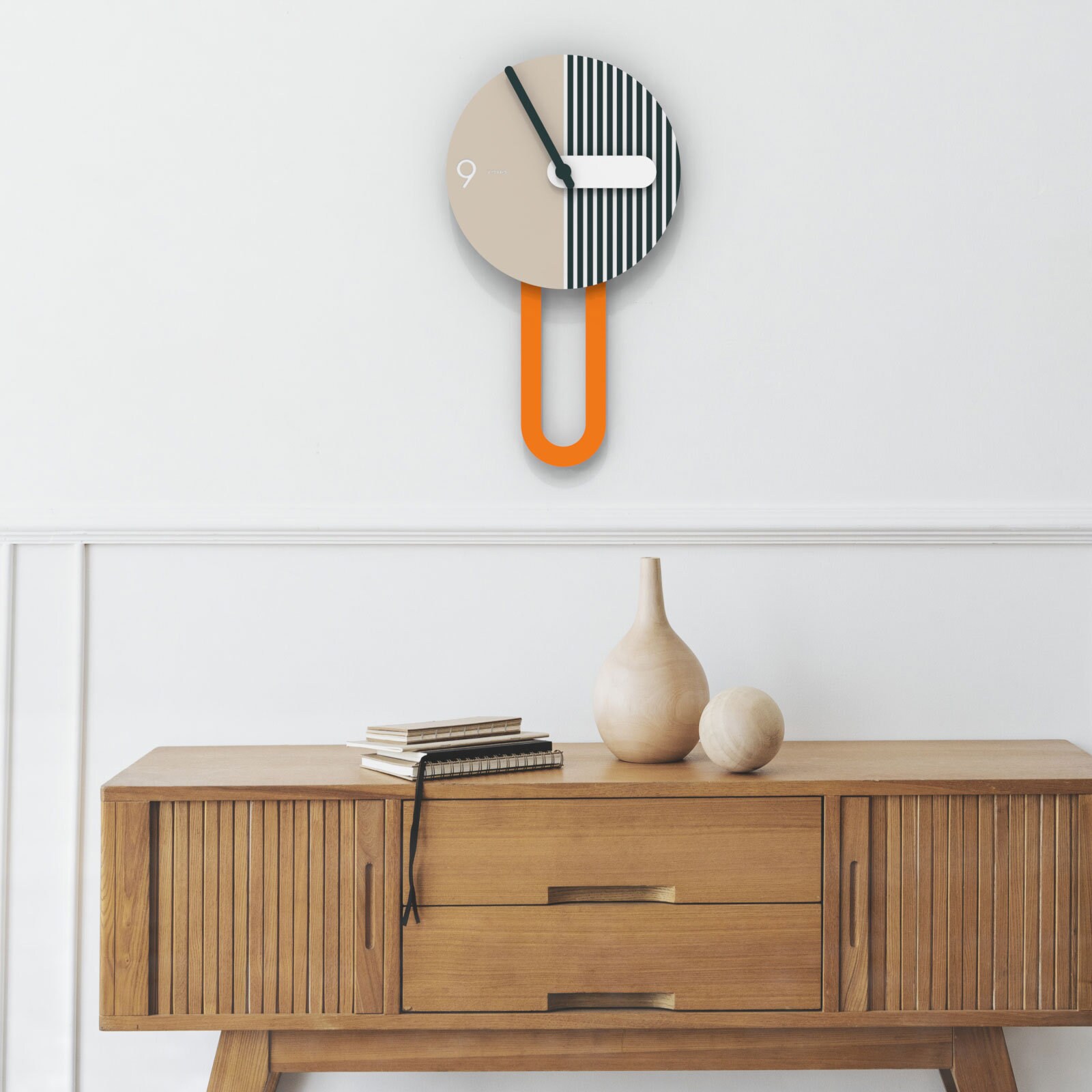 Large Wall Clock With Pendulum Unique Wall Clock Modern Wall Clock - Etsy
