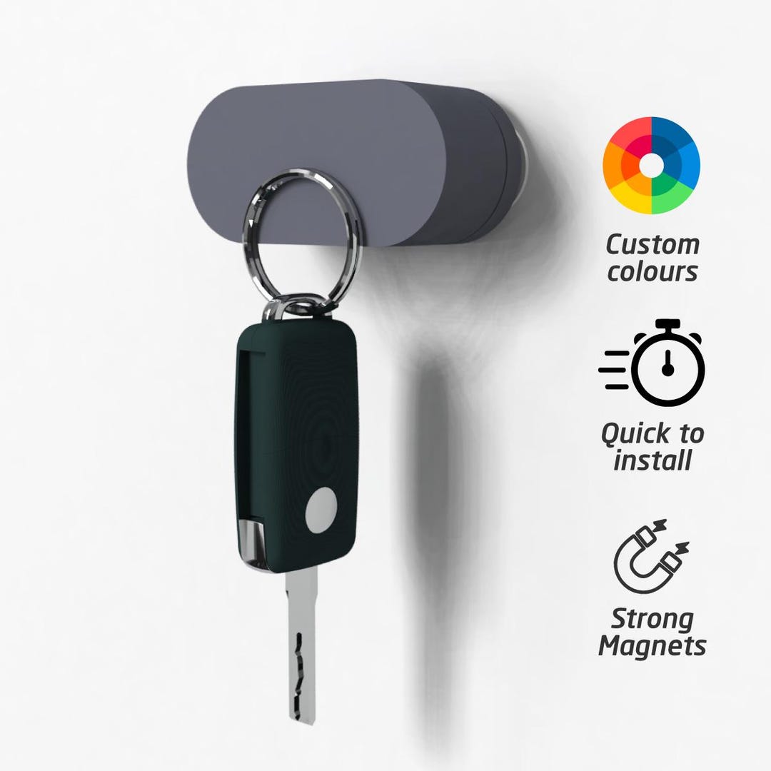 Small Magnetic Key Holder for up to 2 Key Sets • Wall Mounted Key ...