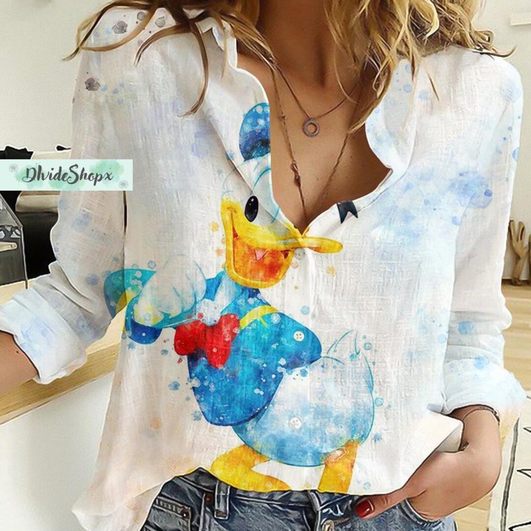 Donald Duck Linen Shirt Donald Duck Linen Blouse Disney - Etsy