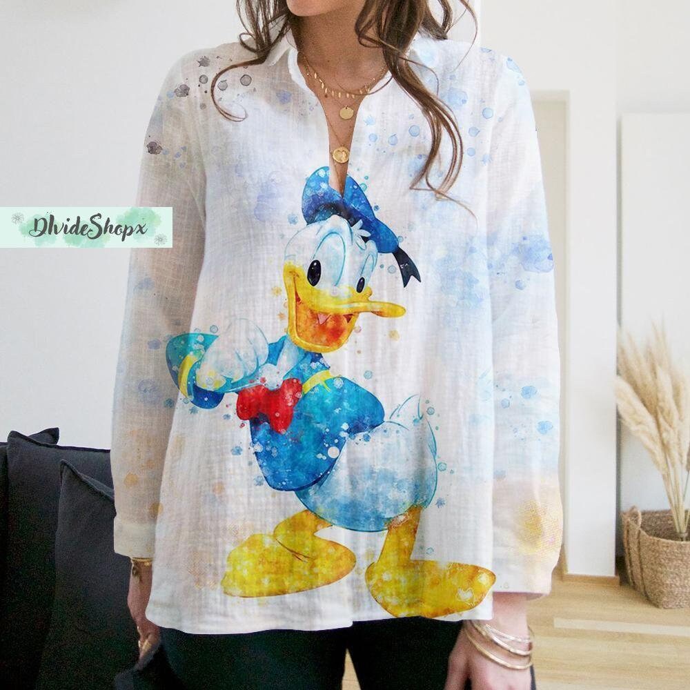 Donald Duck Linen Shirt Donald Duck Linen Blouse Disney - Etsy