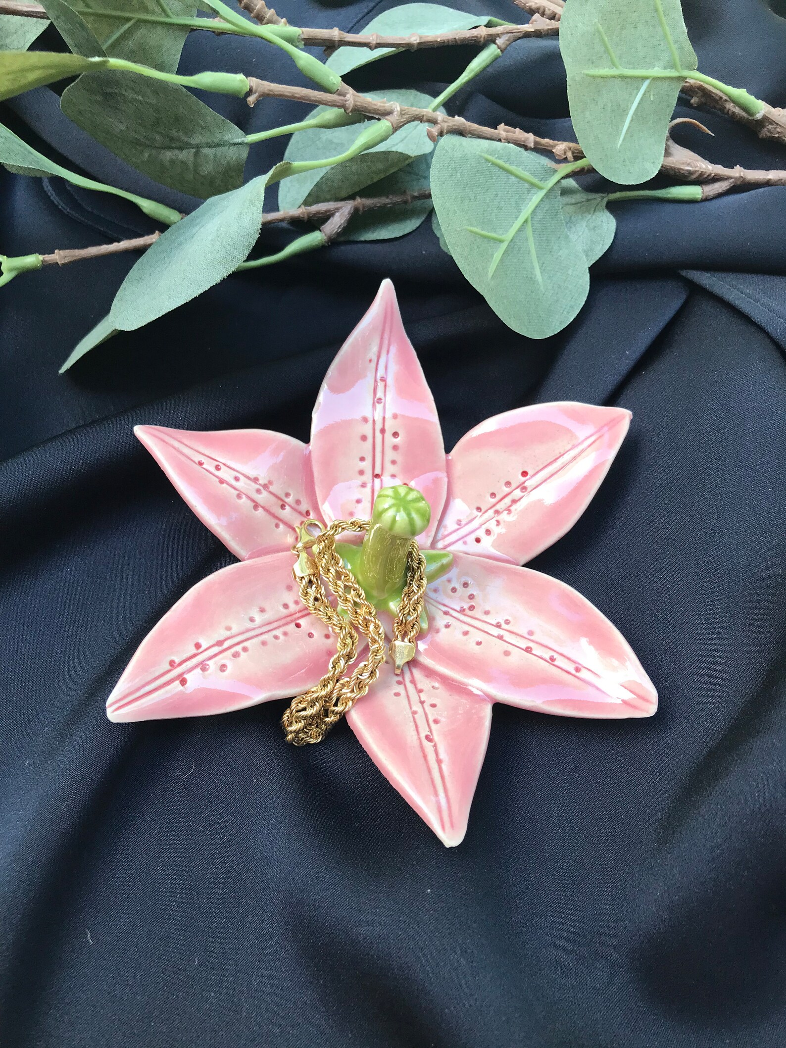 Ring Dish, Lily Ring Holder, Flower Ring Holder, Ceramic Jewelry Dish, Ring Holder, Engagement ...