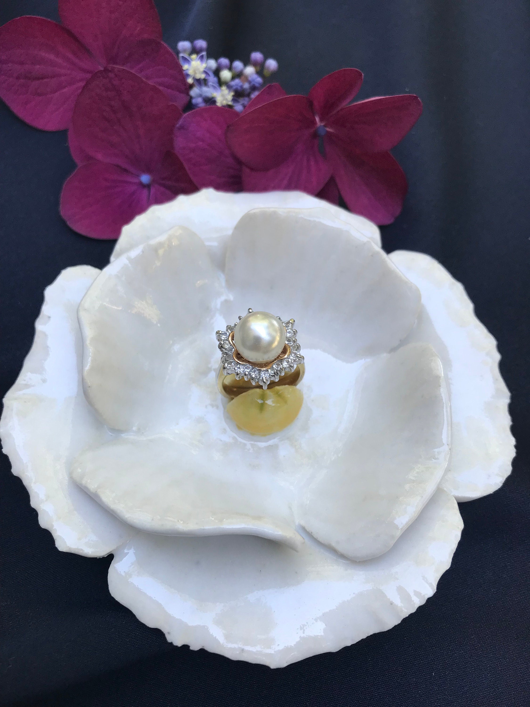 Poppy Ring Dish, Flower Ring Holder, Ceramic Jewelry Dish, Ring Holder, Trinket Dish, Jewelry ...