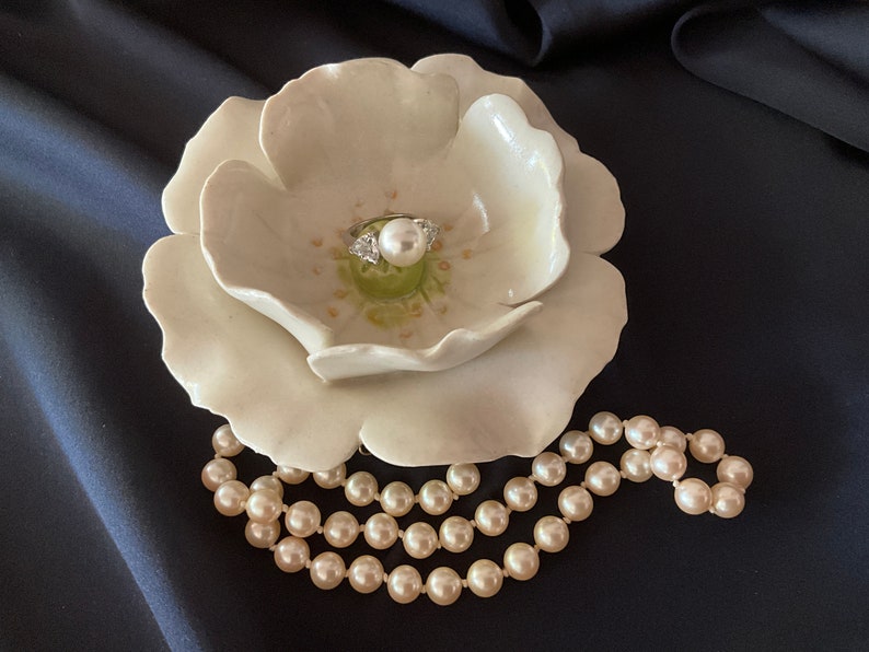 Ring Dish, Poppy Flower Ring Holder, Ceramic Jewelry Dish, Ring Holder, Engagement Ring Holder ...