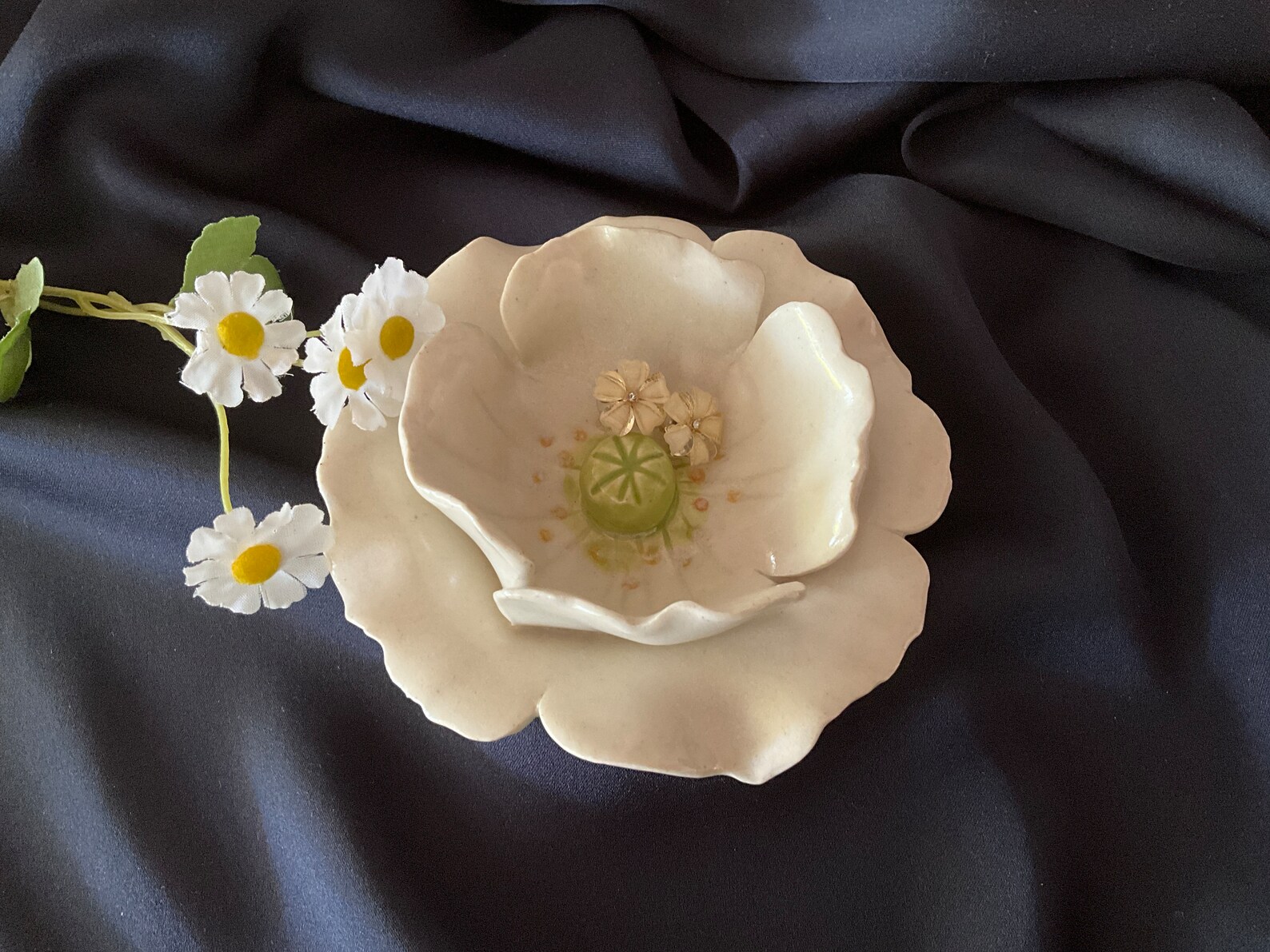 Ring Dish, Poppy Flower Ring Holder, Ceramic Jewelry Dish, Ring Holder ...