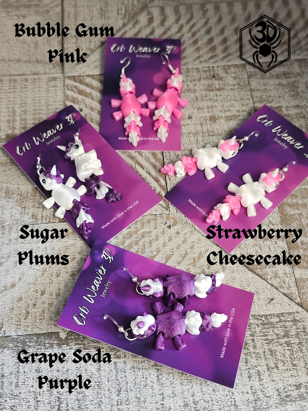 Magical Unicorn Fidget Earrings, Articulating 3D Printed Jewelry ...