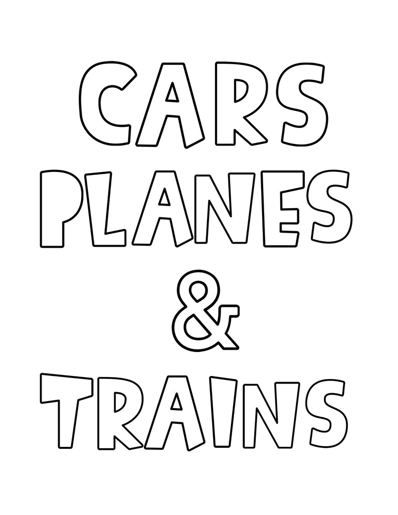 Cars Planes and Trains Coloring Sheets - Etsy