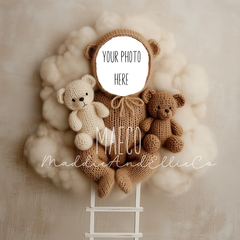 Teddy Bear Newborn Digital Backdrop: Photography Prop (digital Download ...