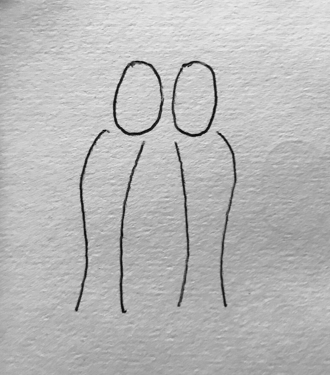 Original Skillful Outline Drawing of Two People Conversation Black ...