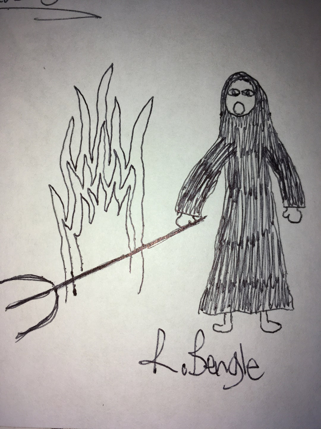 Original Pen Ink Drawing of A Grim Reaper With a Pitchfork and - Etsy