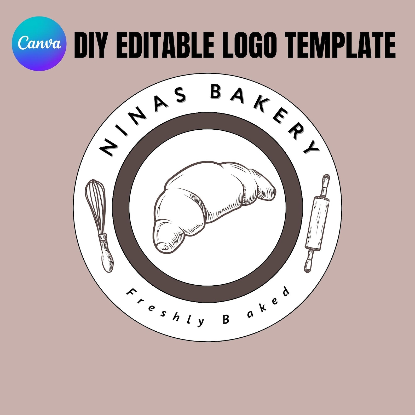 DIY Bakery Logo Design Small Business Logo Bakery Logo Editable Logo ...