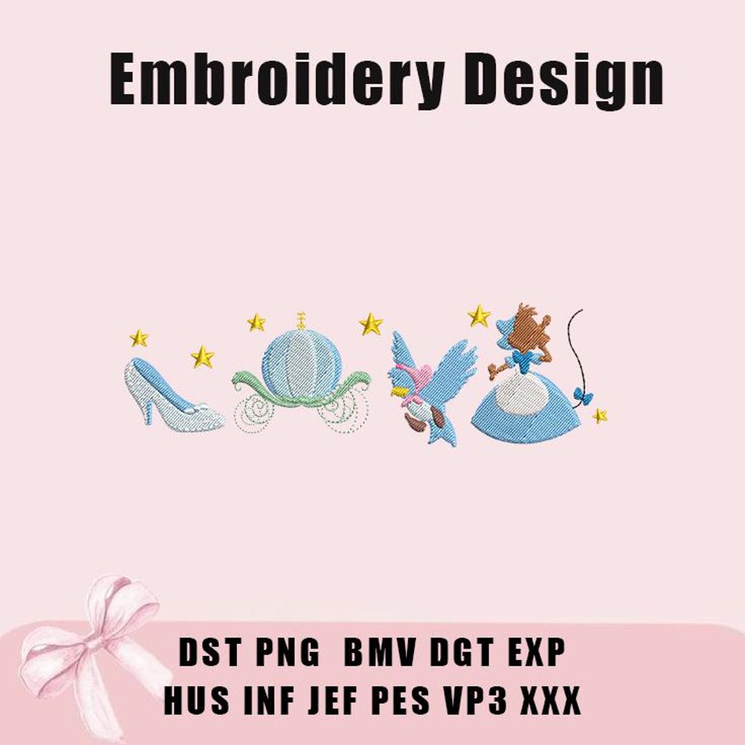 Cinderella Machine Embroidery Design, Princess Embroidery Designs ...