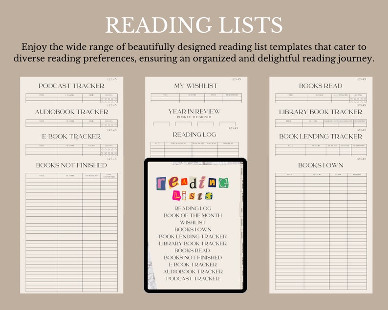 Digital Reading Journal, Book Review & Library Tracker for Goodnotes ...