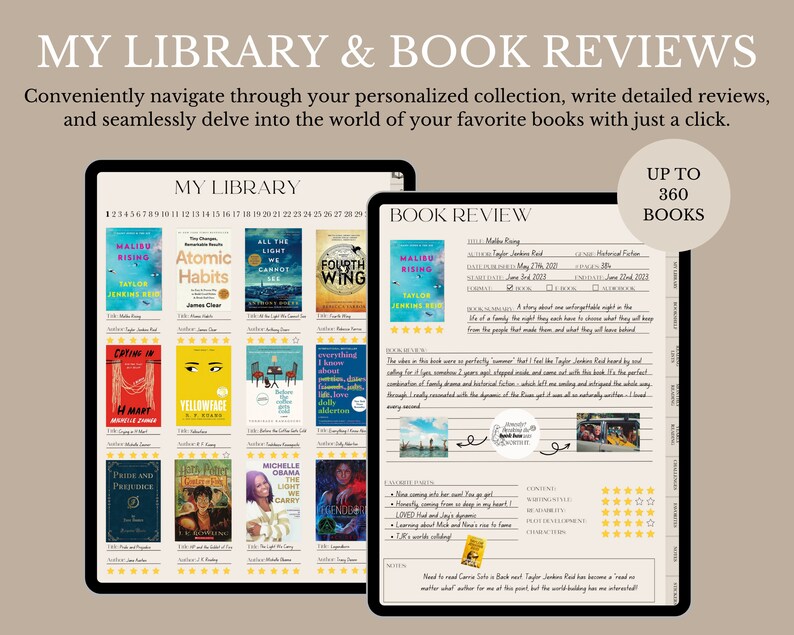 Digital Reading Journal, Book Review & Library Tracker for Goodnotes ...