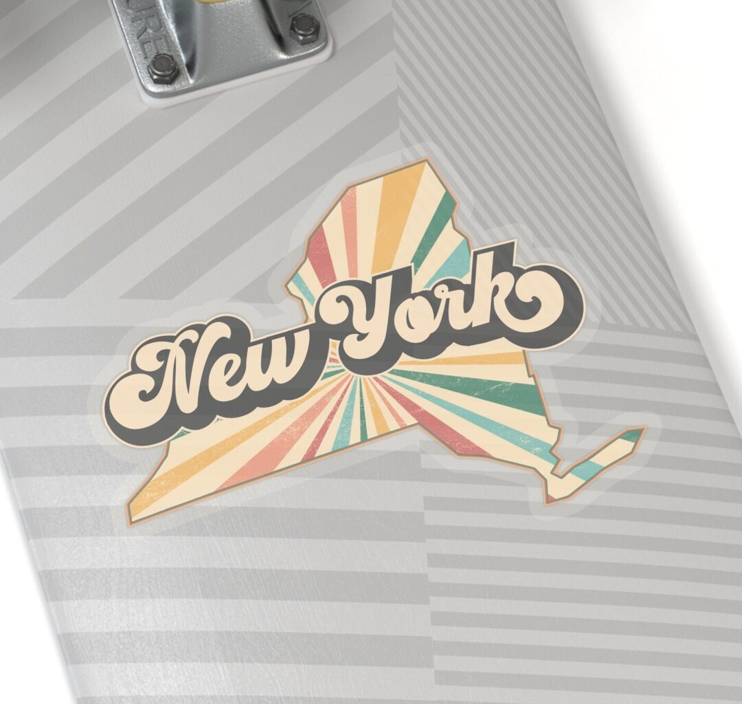 State of New York Retro Sticker, Kiss-cut Stickers, Cool Background ...