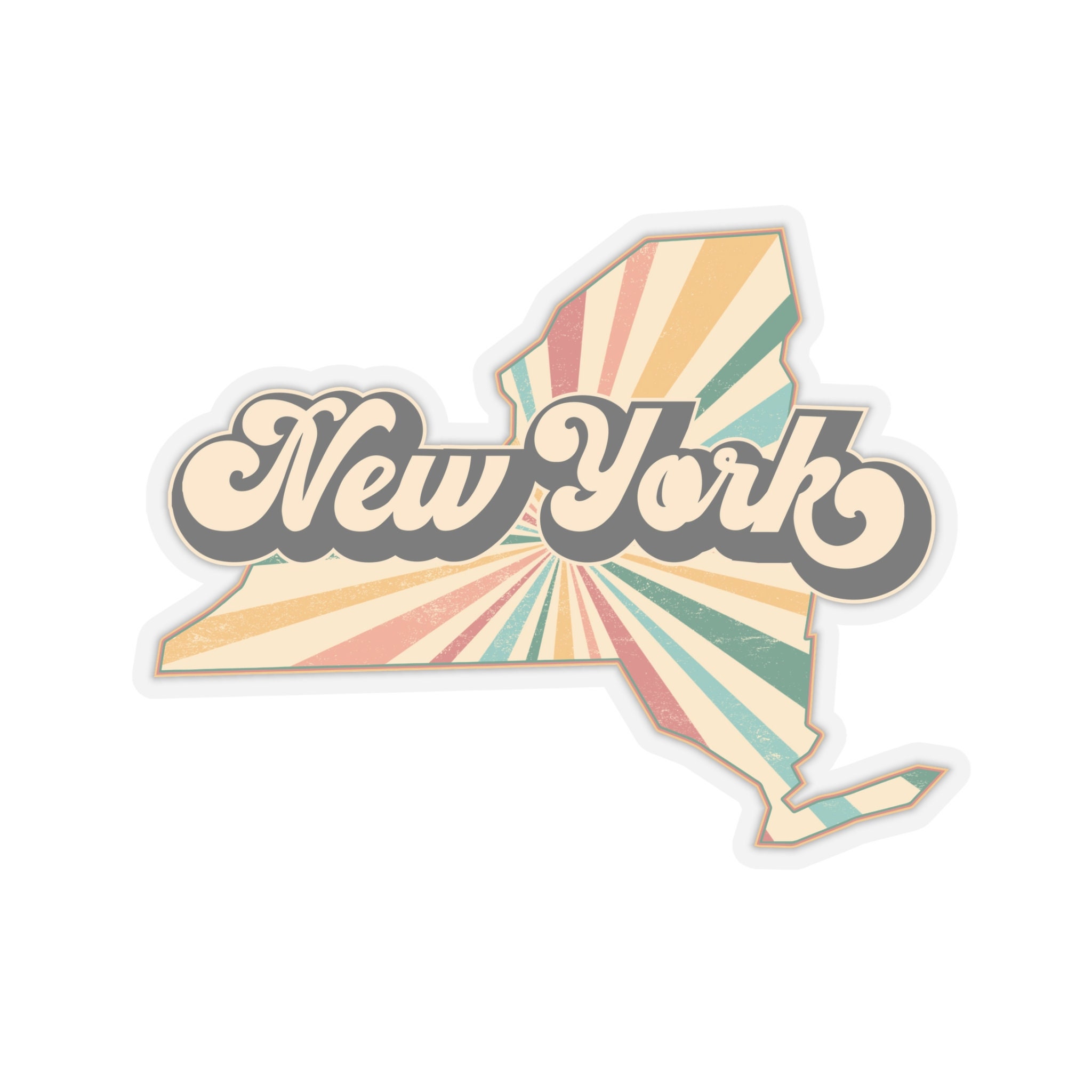 State of New York Retro Sticker Kiss-cut Stickers Cool - Etsy