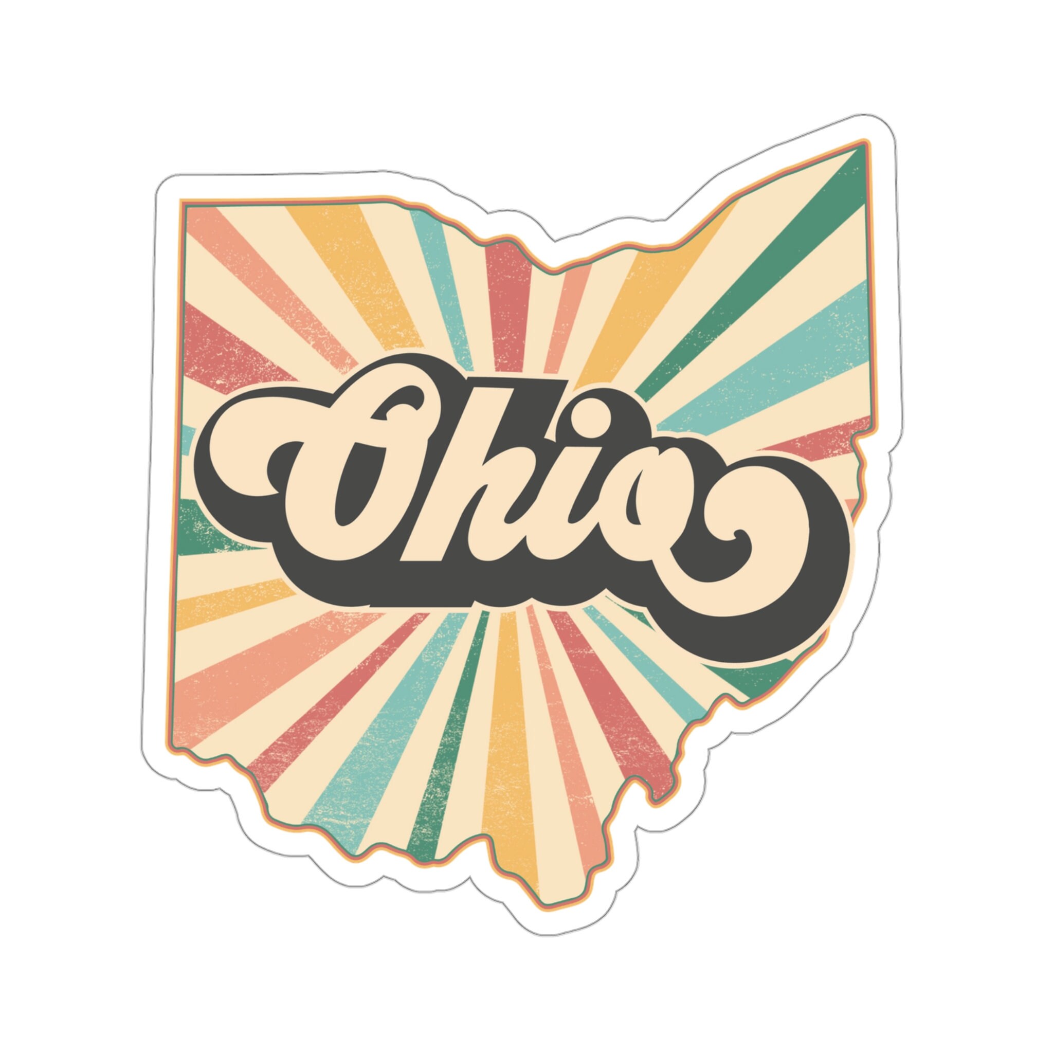 State of Ohio Retro Sticker, Kiss-cut Stickers, Cool Background Design ...