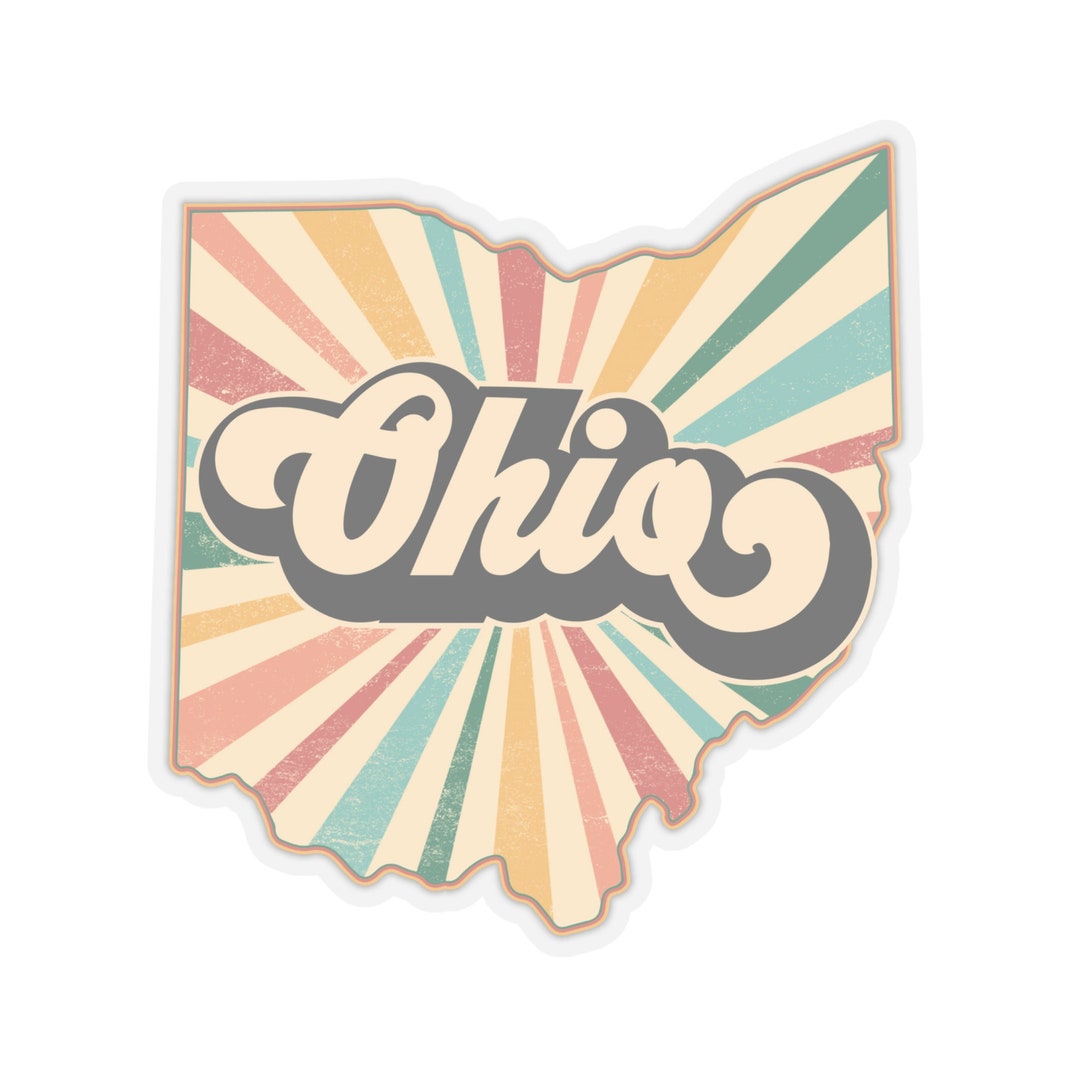 State of Ohio Retro Sticker, Kiss-cut Stickers, Cool Background Design ...