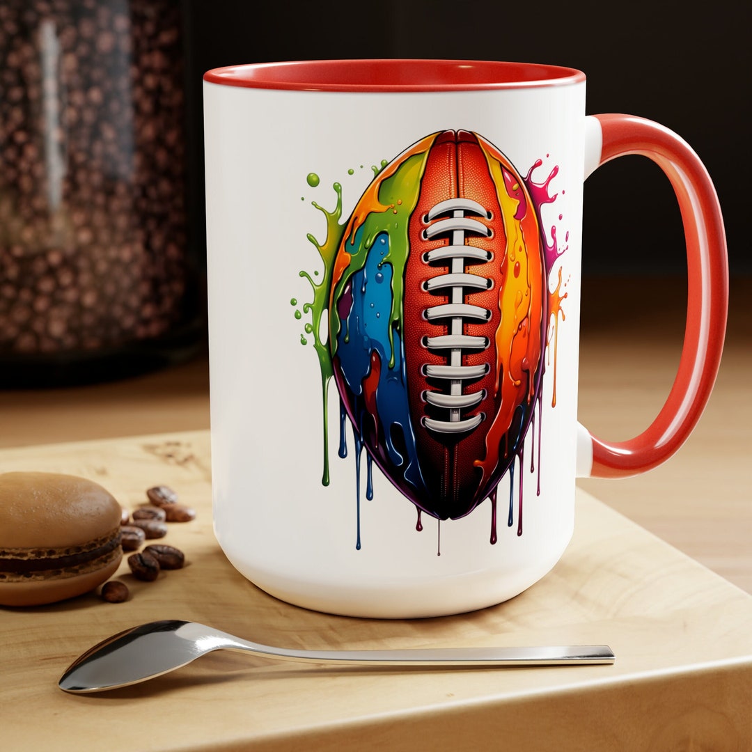 Football Coffee Cup, Mug, Two-tone Coffee Mugs, 15oz,, Sports,, Ceramic ...