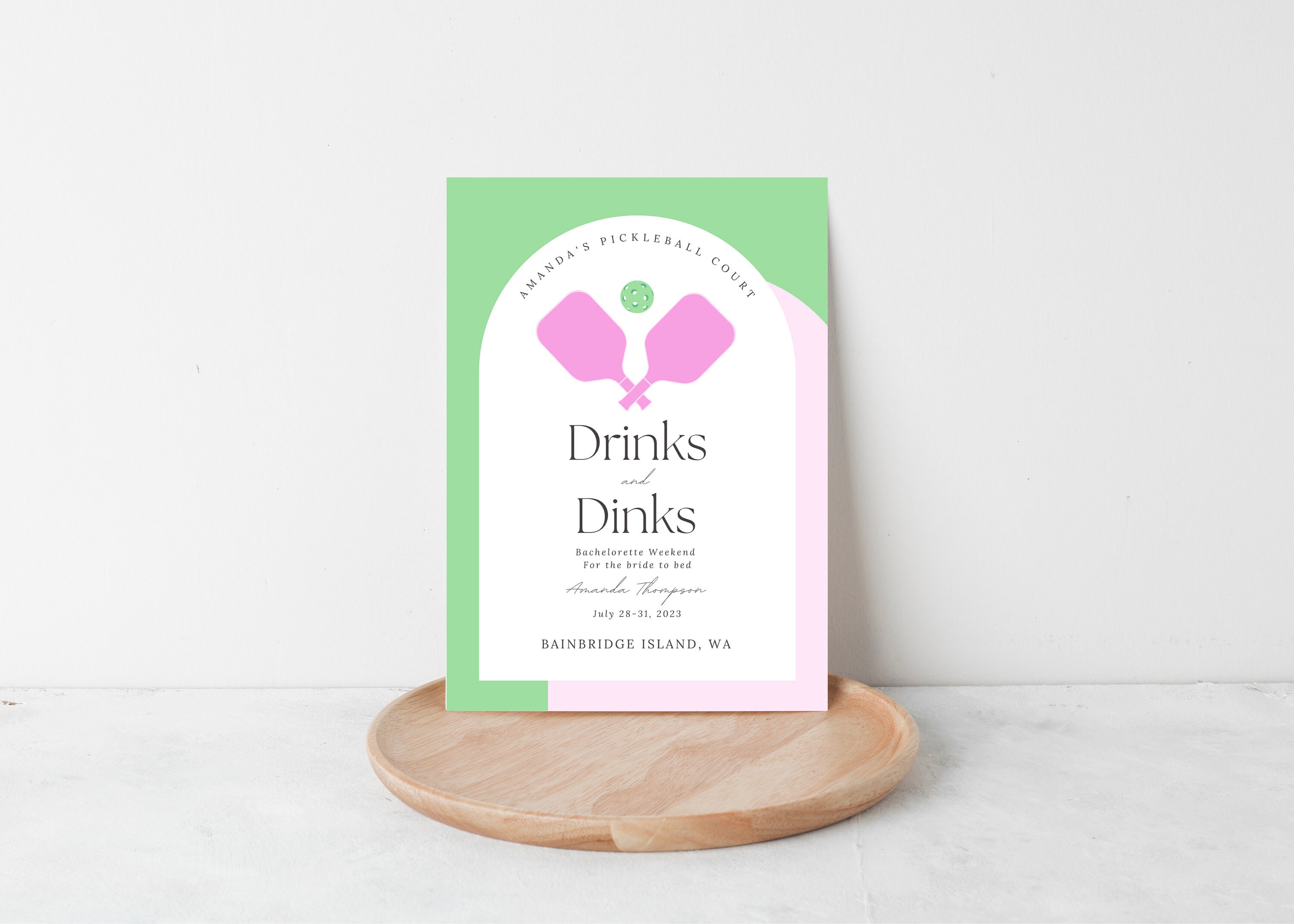 Pickleball Themed Drinks & Dinks Bachelorette Invite - Etsy