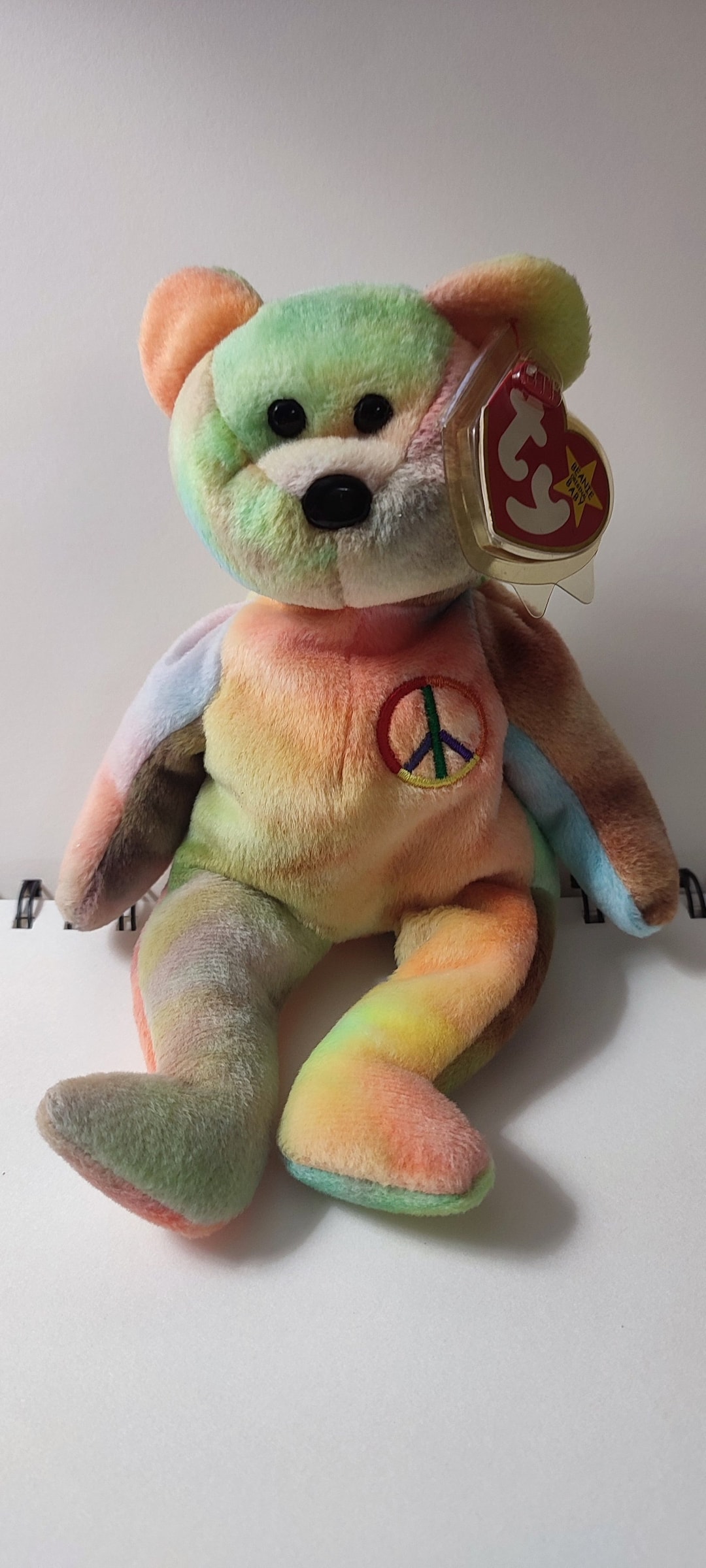 Rainbow Peace Bear Beanie Baby - Etsy