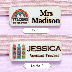 Personalized Wooden Teacher Name Badge: Custom School Staff Tag - Etsy
