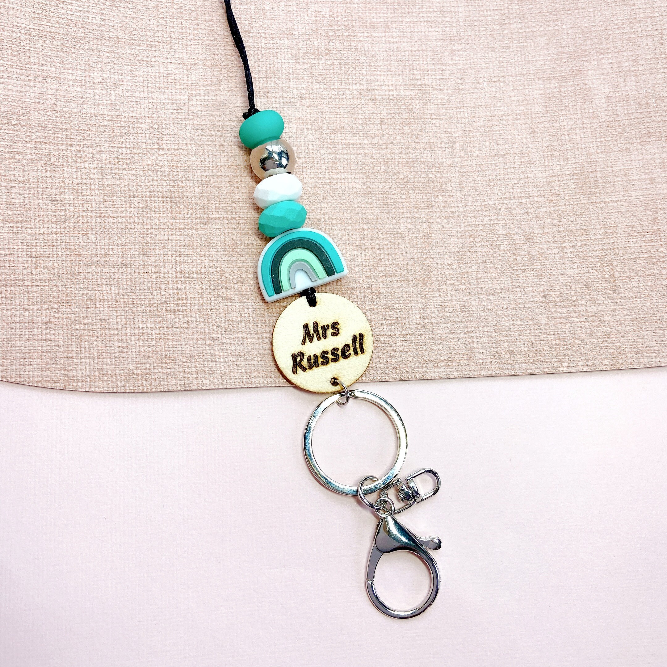 Rainbow Personalized Name Teacher Lanyard, School Teacher Custom Name ...