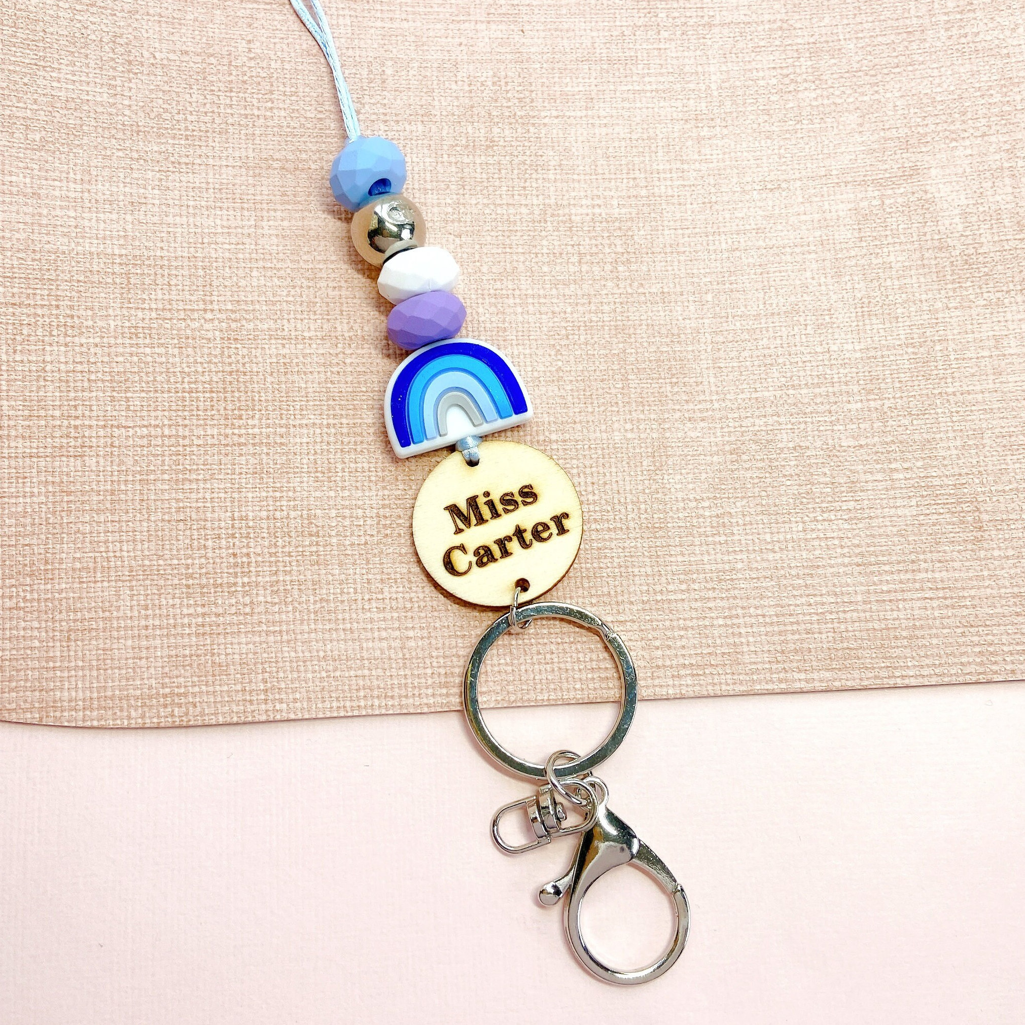 Rainbow Personalized Name Teacher Lanyard, Office ID Lanyard, Key ...