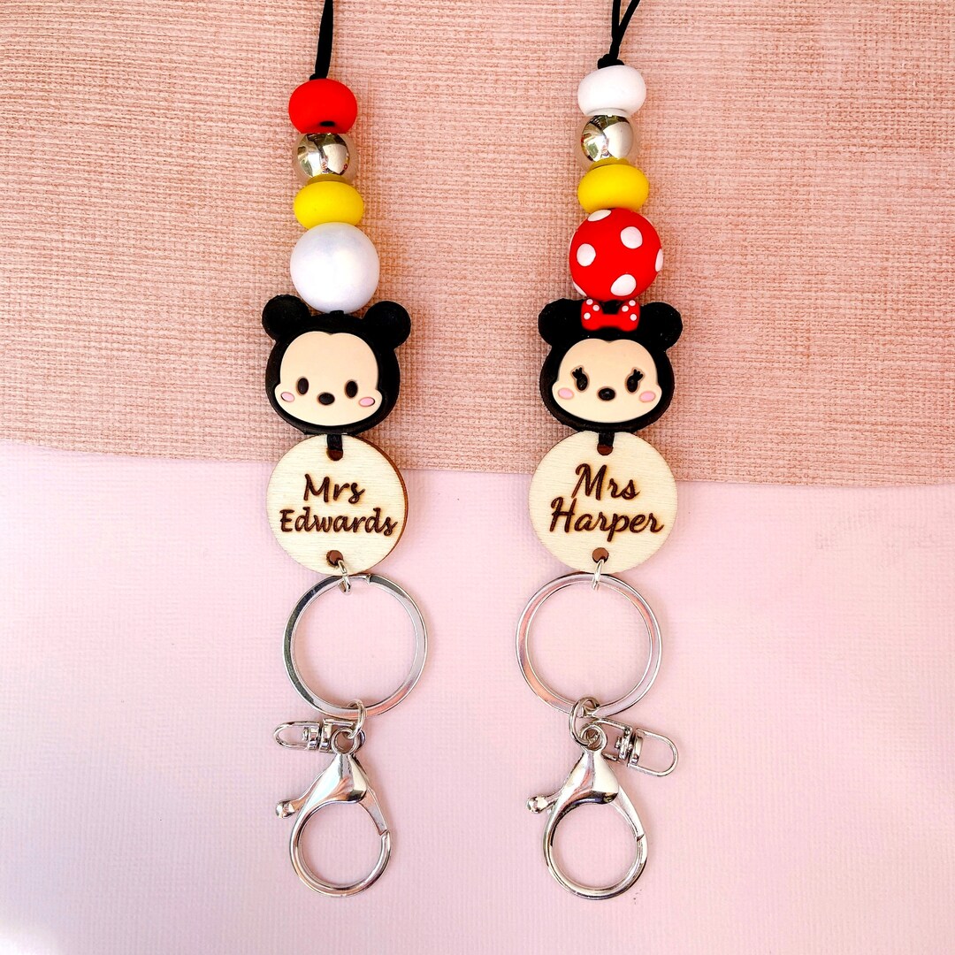 Mickey and Minnie Mouse Teacher Lanyard: Personalized Office ID Key ...
