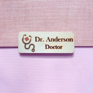 Medical Theme Wooden Name Badge Tag / Nurse Personalized Name Badge ...