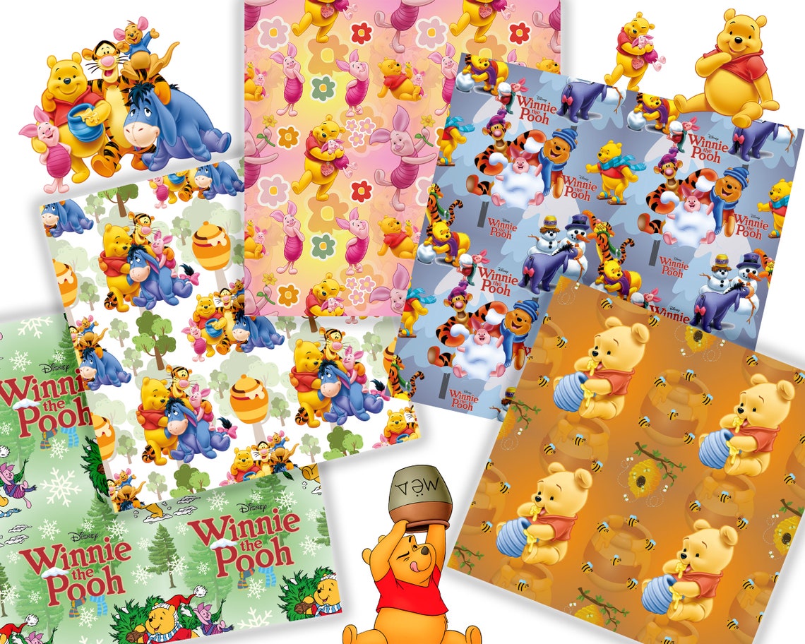 Winnie the Pooh Digital Paper Sets, Winnie Pooh Theme Party, Pooh Bear ...