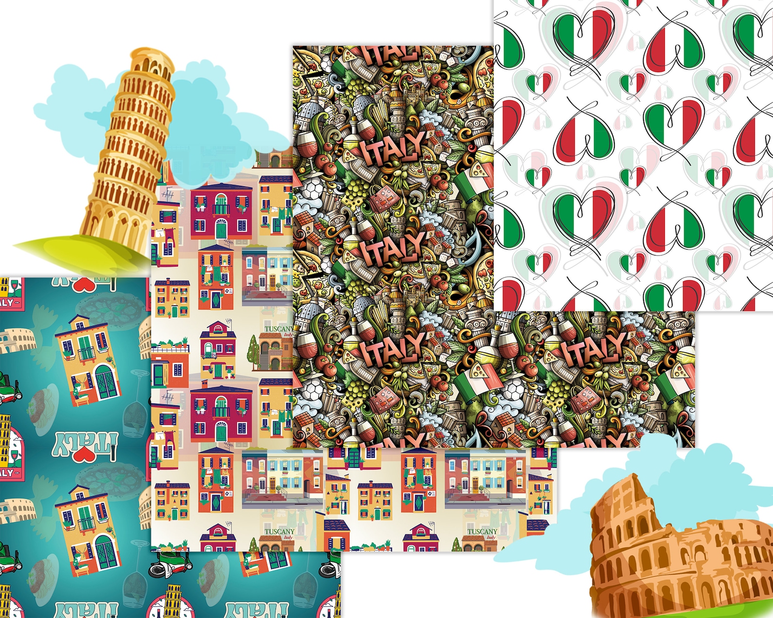 Italy Digital Paper, Scrapbooking Paper, Italy Digital Journal Paper ...