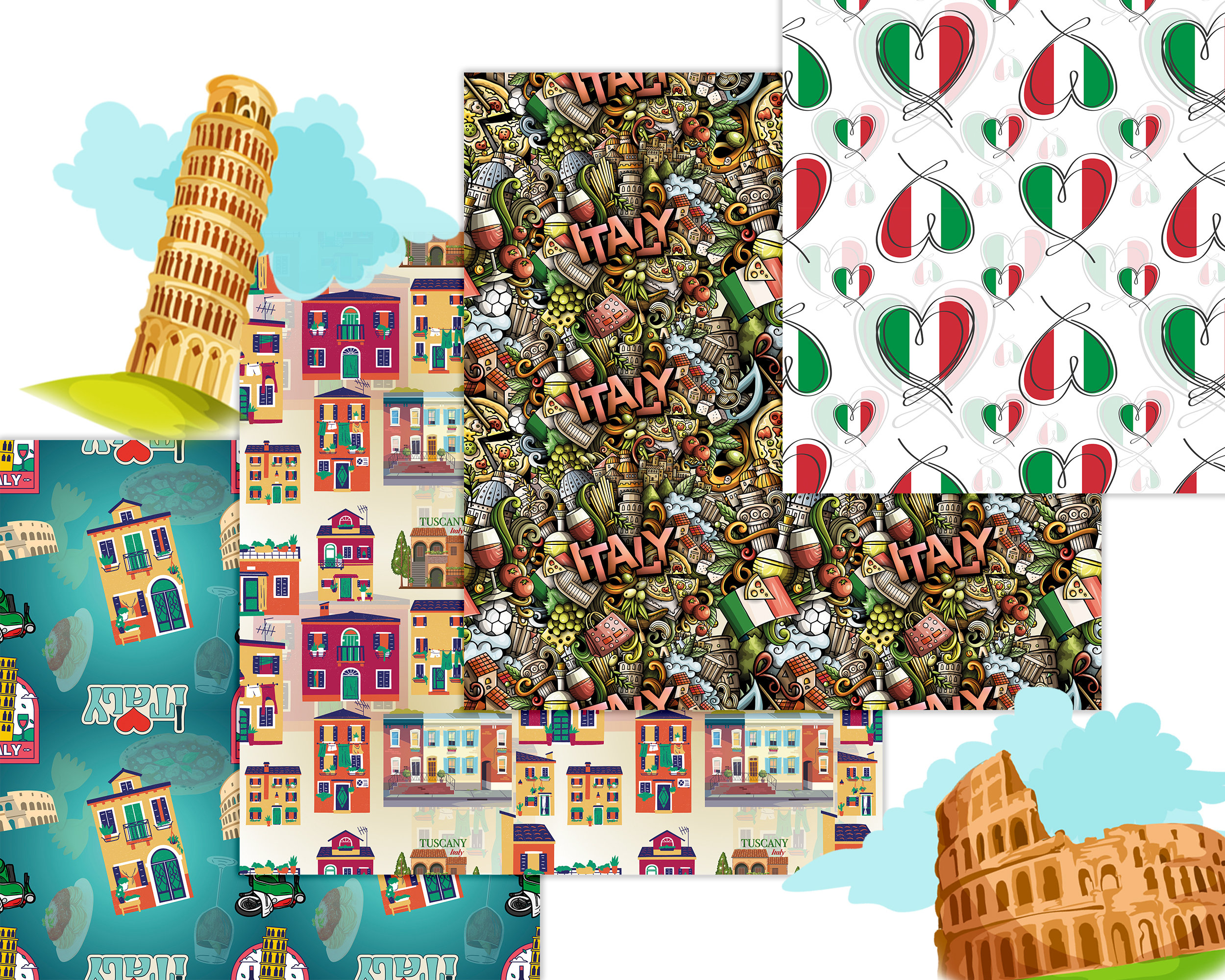 Italy Digital Paper Scrapbooking Paper Italy Digital Journal - Etsy
