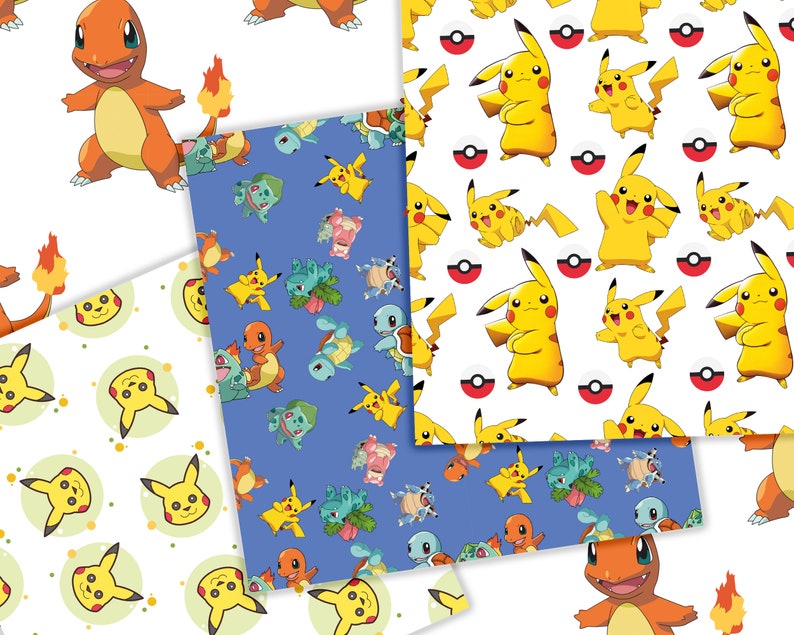 14 Pokemon Digital Paper, Maximum Quality 300 Dpi, Instant Download ...