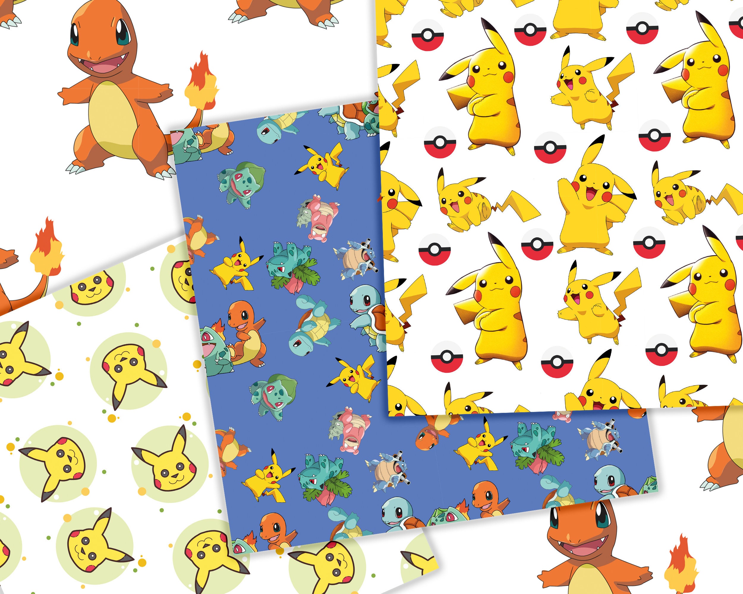 14 Pokemon Digital Paper, Maximum Quality 300 Dpi, Instant Download ...