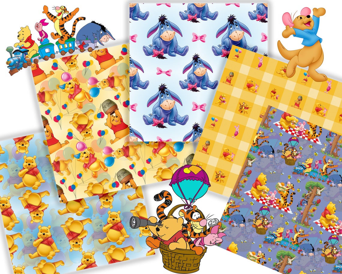Winnie the Pooh Digital Paper Sets, Winnie Pooh Theme Party, Pooh Bear ...