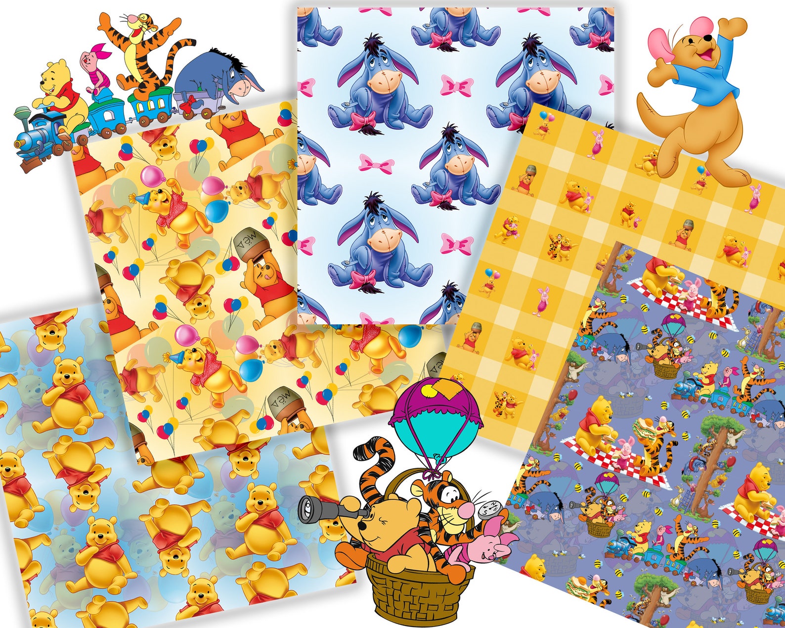 Winnie the Pooh Digital Paper Sets, Winnie Pooh Theme Party, Pooh Bear ...