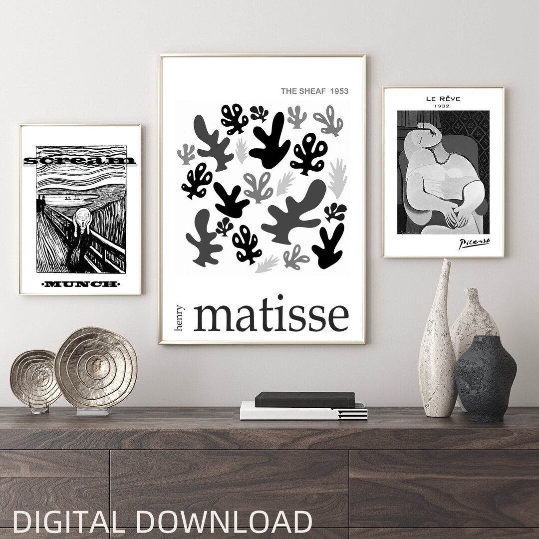 Black and White Exhibition Set of 3 Prints, Poster Set, Printable Wall ...