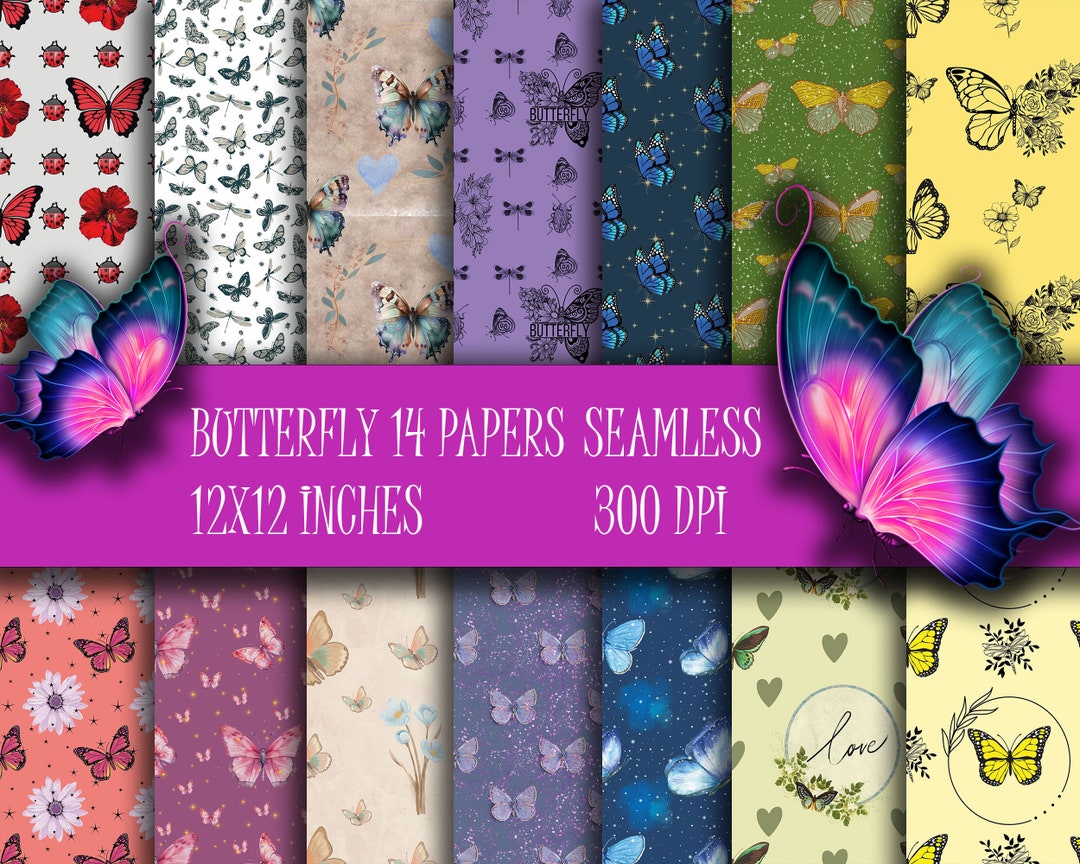 Butterflies Seamless Digital Paper, Butterflies Background, Butterflies ...