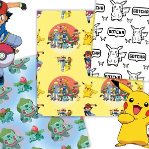 14 Pokemon Digital Paper, Maximum Quality 300 Dpi, Instant Download ...